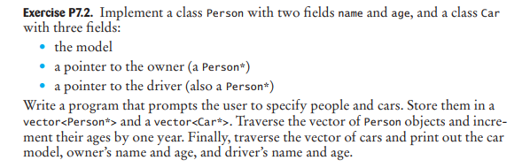 Solved Exercise P7.2. Implement a class Person with two | Chegg.com