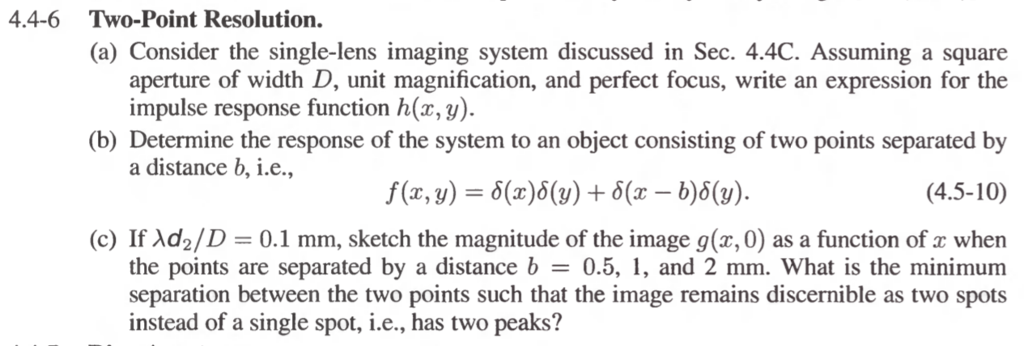 4.4-6 Two-Point Resolution. (a) Consider the | Chegg.com