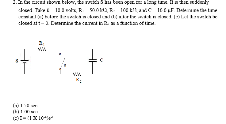 Solved In the circuit shown below, the switch S has been | Chegg.com
