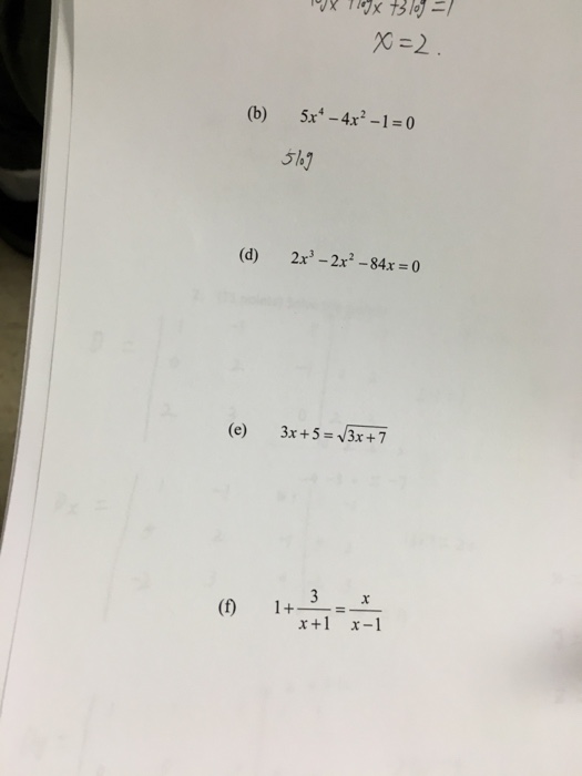 Solved 5x 4 4x 2 1 0 2x 3 2x 2 84x 0 3x 5 Chegg