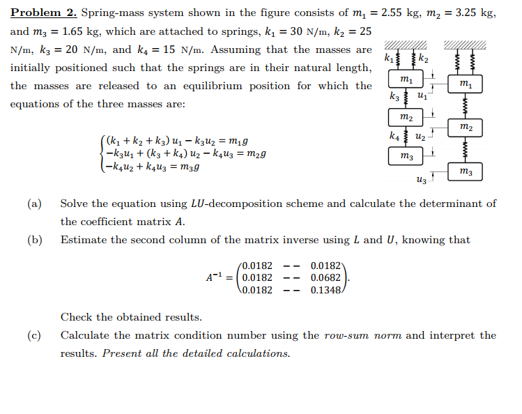 Solved Problem 2 Spring Mass System Shown In The Figure