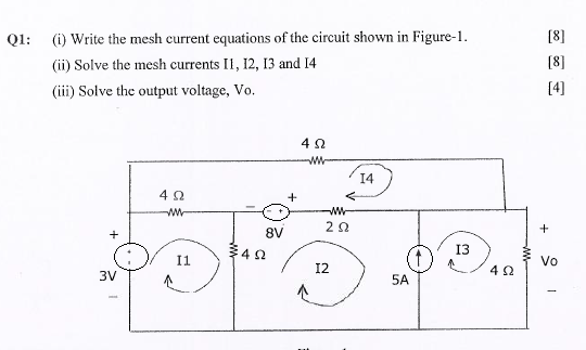Solved (i) Write the mesh current equations of the circuit | Chegg.com