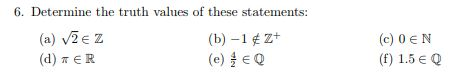 Solved 6. Determine the truth values of these statements: | Chegg.com