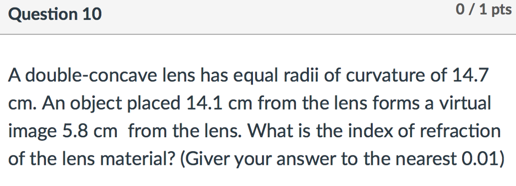 Solved A double-concave lens has equal radii of curvature of | Chegg.com
