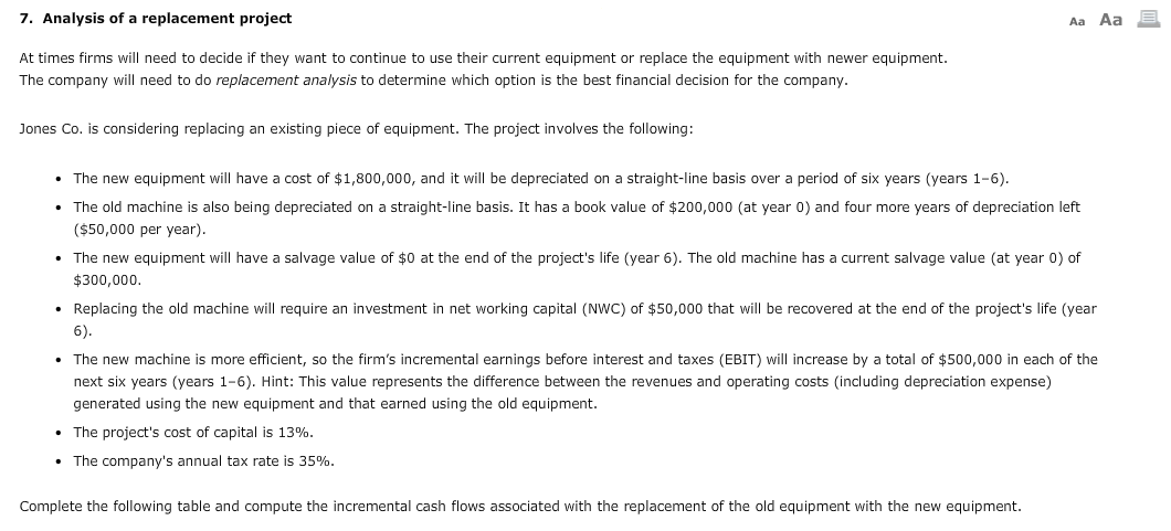 Solved Analysis of a replacement project | Chegg.com