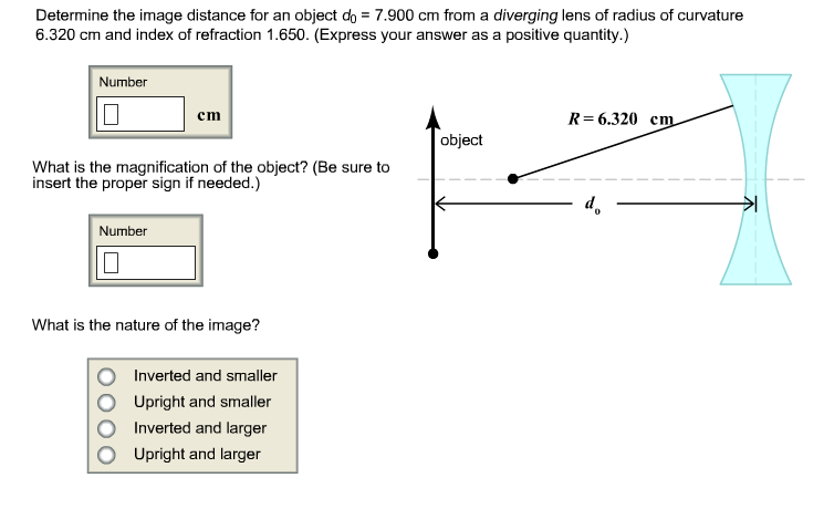 Solved Determine the image distance for an object d_0 = | Chegg.com
