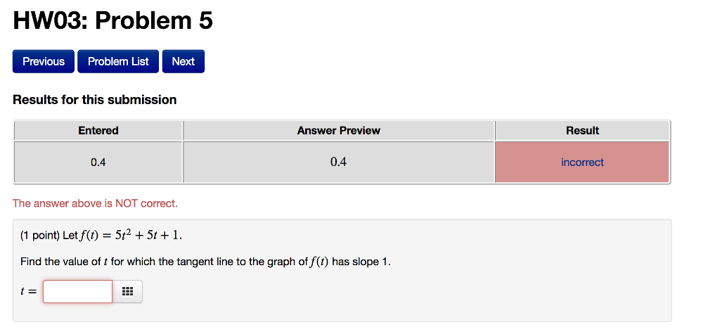 Solved Let f(t) = 5t^2 + 5t + 1. Find the value of t for | Chegg.com Solved Let f(t) = 5t^2 + 5t + 1. Find the value of t for | Chegg.com