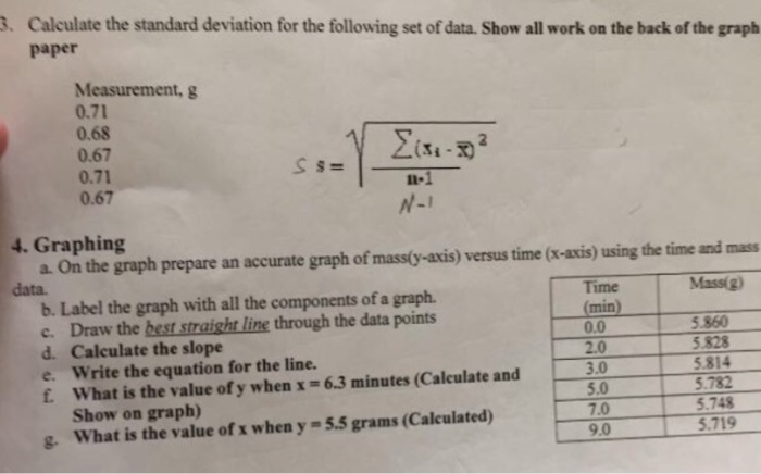 Solved Calculate the standard deviation for the following | Chegg.com