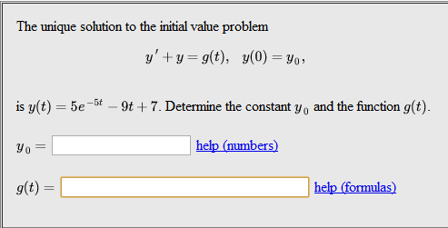 Solved The unique solution to the initial value problem y' + | Chegg.com