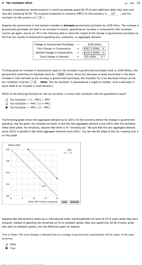 Solved 3. The multiplier effect Consider a hypothetical | Chegg.com