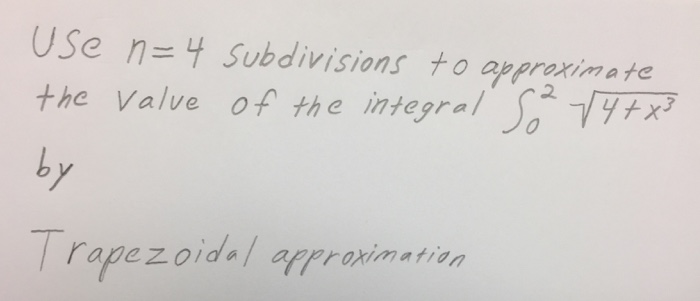 Solved Use n = 4 subdivisions to approximate the value of | Chegg.com
