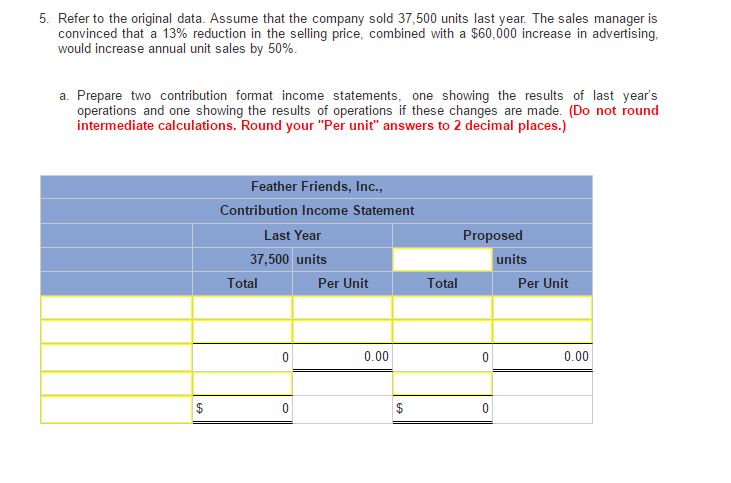 Solved Exercise 5-1 Preparing a Contribution Format Income | Chegg.com