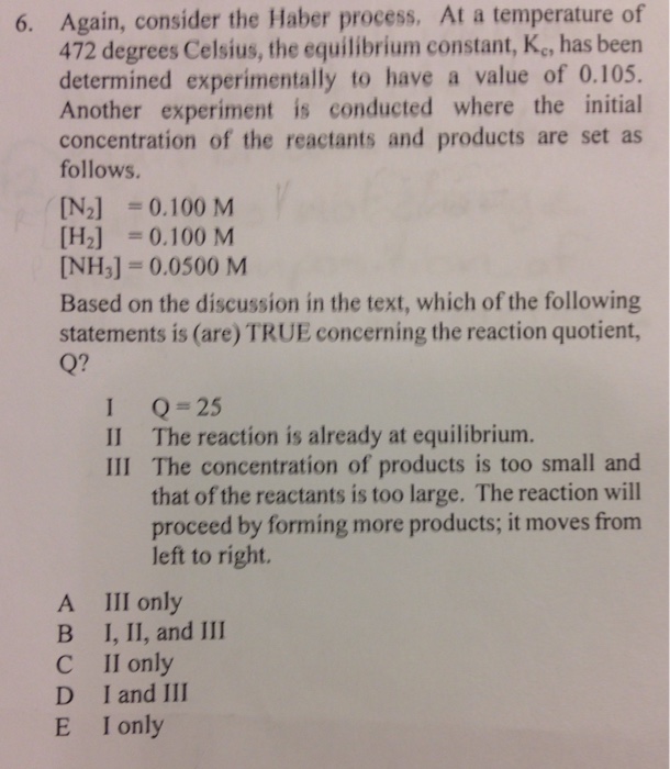 Solved Again, consider the Haber process, At a temperature | Chegg.com
