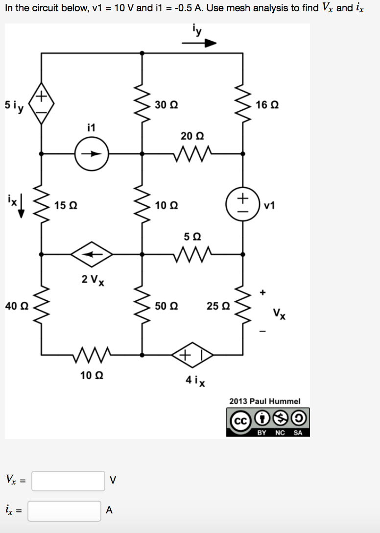 Solved In the circuit below, v1 = 10 V and i1 = -0.5 A. Use | Chegg.com