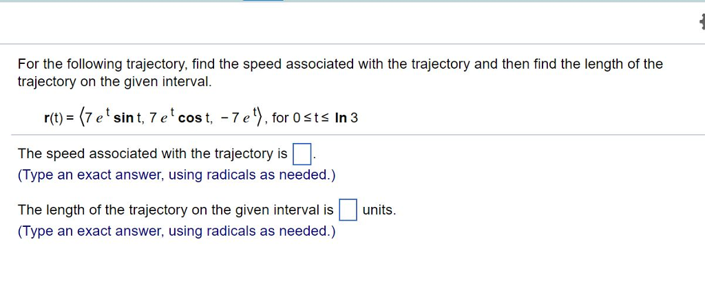 Solved For the following trajectory, find the speed | Chegg.com