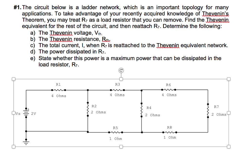 Solved The circuit below is a ladder network, which is an | Chegg.com