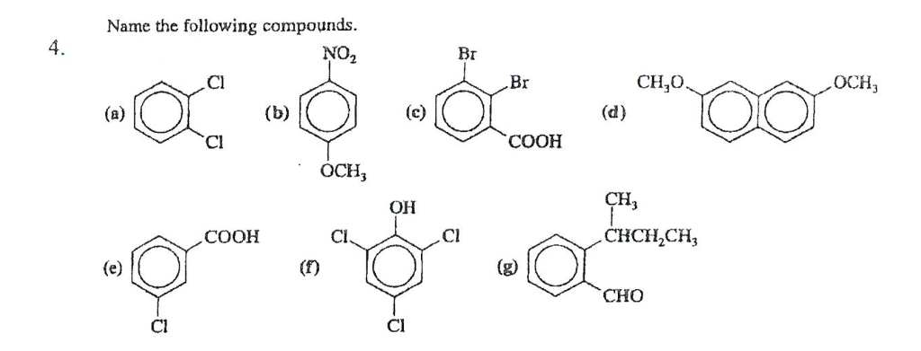 Solved Name the following compounds. NO2 4 Cl CH,O OCH Cl | Chegg.com