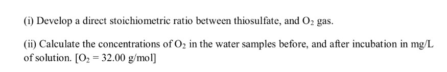 Solved Winkler titration method: I can't figure this out. | Chegg.com