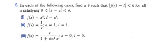 Solved In each of the following cases, find a delta such | Chegg.com