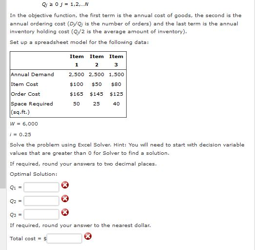 Solved Problem 13-9 The Economic Order Quantity (EOQ) model | Chegg.com