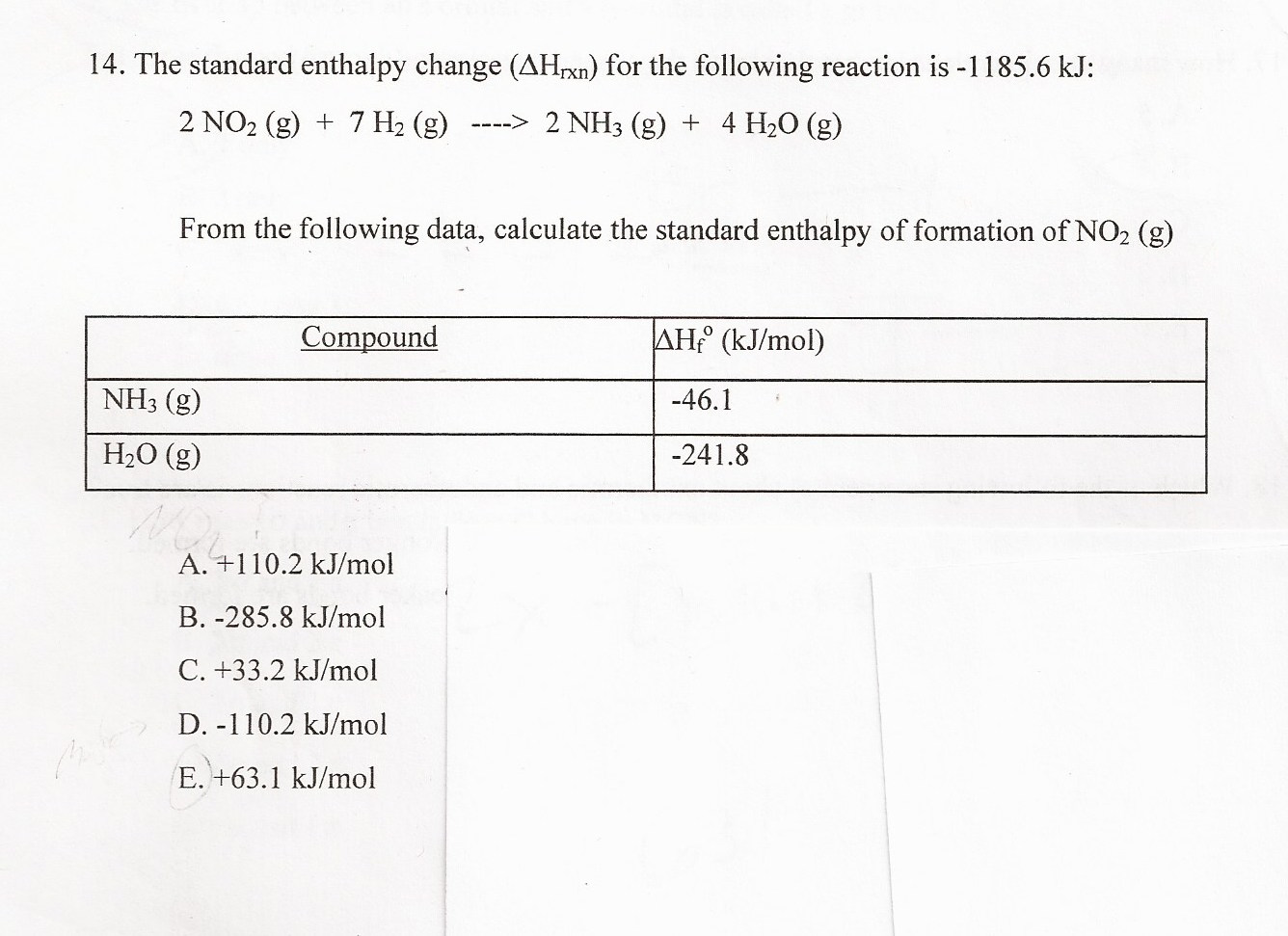 Solved The standard enthalpy change (DelatH_rxn) for the | Chegg.com