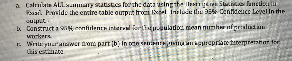 Solved a. Calculate ALL summary statistics for the data | Chegg.com