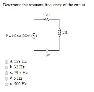 Solved Determine the resonant frequency of the circuit. a. | Chegg.com