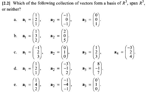 Solved Which of the following collection of vectors form a | Chegg.com