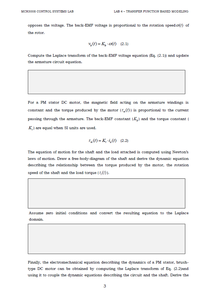 Solved LABORATORY 4: TRANSFER FUNCTION BASED MODELING OF A | Chegg.com