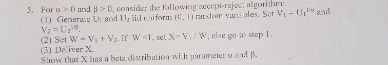 Solved 5 For α 0 And β 0 Consider The Following 1805