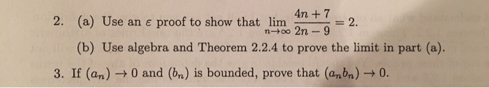 Solved Use an epsilon proof to show that lim_n rightarrow | Chegg.com
