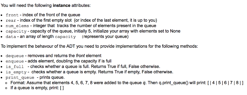 Define class Queue that implements the ADT (Abstract | Chegg.com