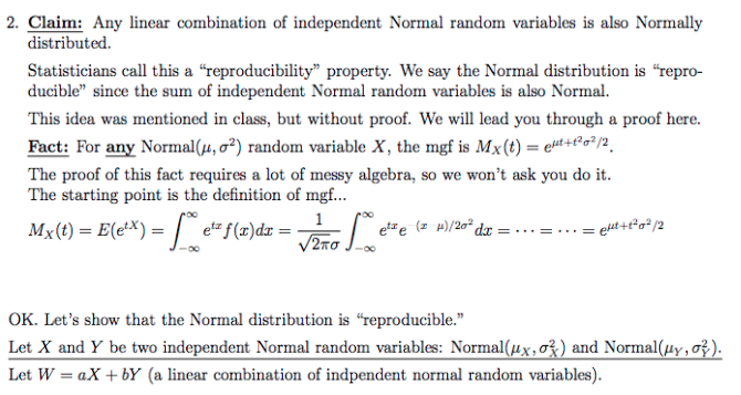 Solved 2. Claim: Any linear combination of independent | Chegg.com