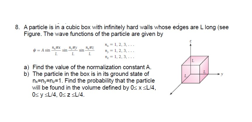 Solved A particle is in a cubic box with infinitely hard | Chegg.com