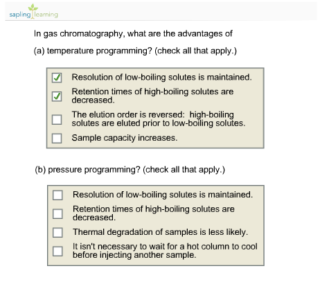 Solved pling In gas chromatography, what are the advantages | Chegg.com