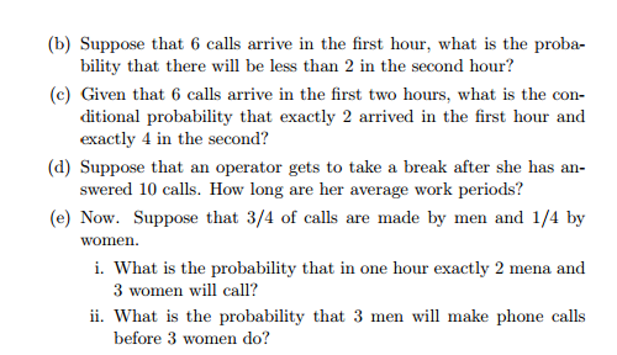 Solved Suppose that the number of calls per hour to a call | Chegg.com