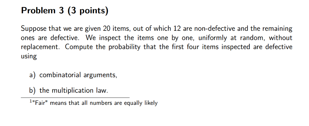 Solved Problem 3 (3 points) Suppose that we are given 20 | Chegg.com