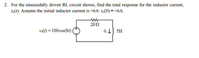 Solved For the sinusoidally driven RL circuit shown, find | Chegg.com