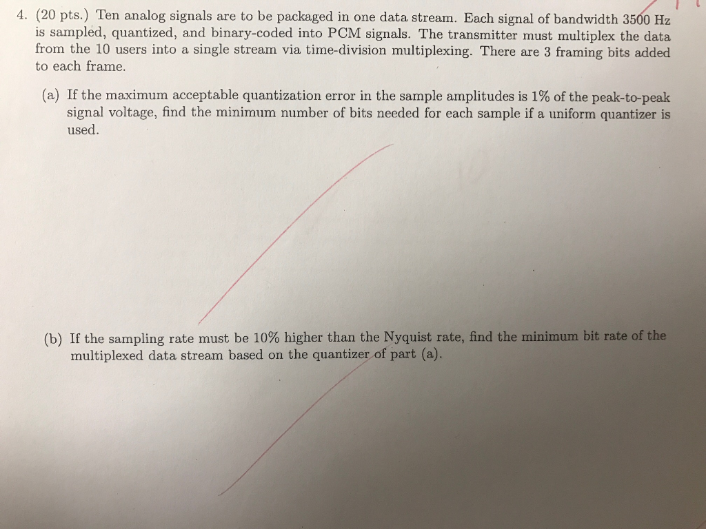 Solved 4. (20 pts.) Ten analog signals are to be packaged in | Chegg.com