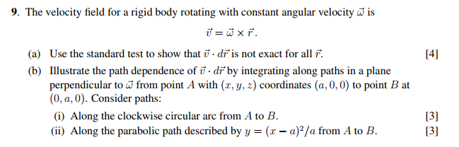 Solved is 9. The velocity field for a rigid body rotating | Chegg.com