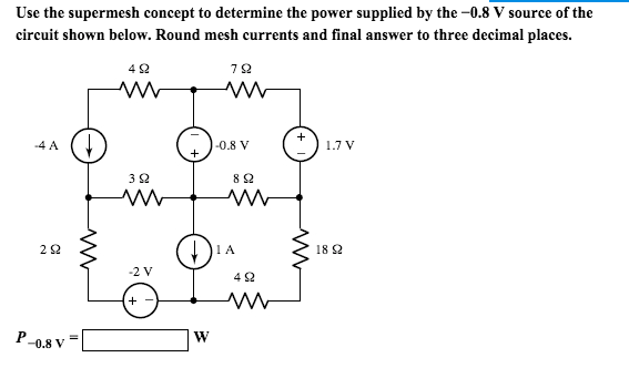Solved Use the supermesh concept to determine the power | Chegg.com