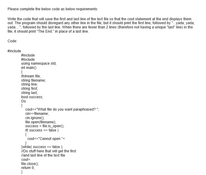 Solved Please complete the below code as below requirements | Chegg.com