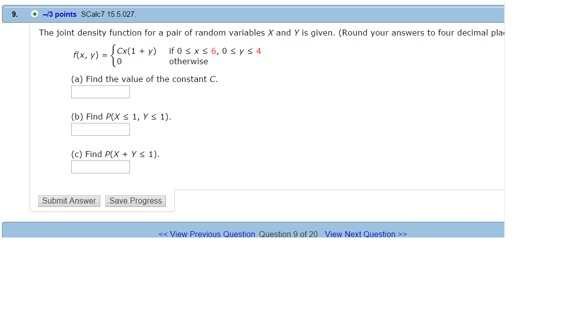 Solved The joint density function for a pair of random | Chegg.com