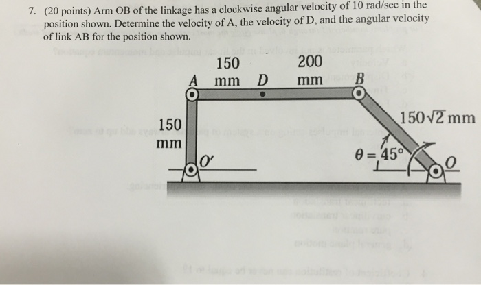 Solved Arm Ob Of The Linkage Has A Clockwise Angular
