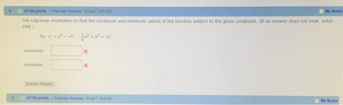 Solved 01.66 points My Notes use Lagrange multipllers to | Chegg.com