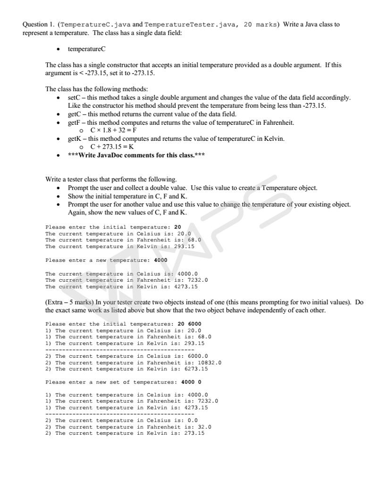 Solved Question 1. (TemperatureC.java and | Chegg.com