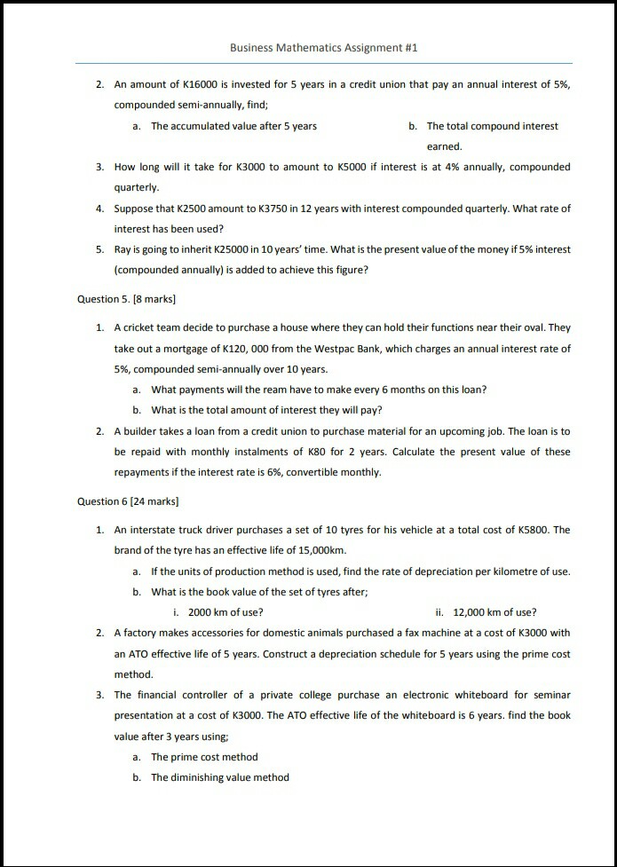 Solved Business Mathematics Assignment #1 This assignment is | Chegg.com