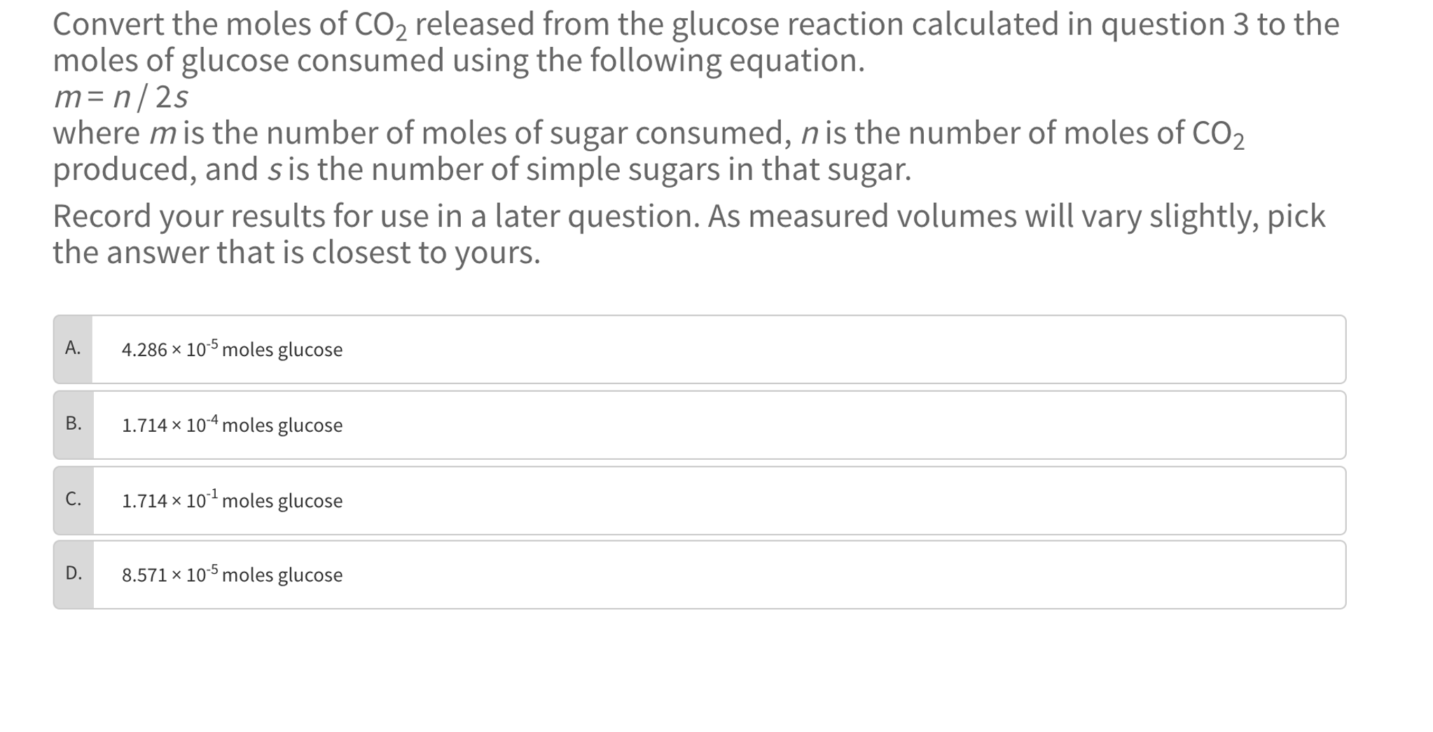 quetion 3 : Convert the volume of CO2 you measured in | Chegg.com