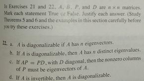 Solved n Exercises 21 and 22, A, B, P, and D are n x n | Chegg.com
