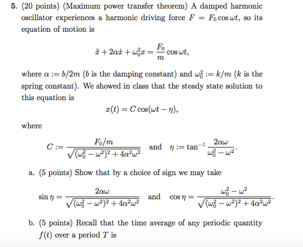 Solved 5. (20 points) (Maximum power transfer theorem) A | Chegg.com